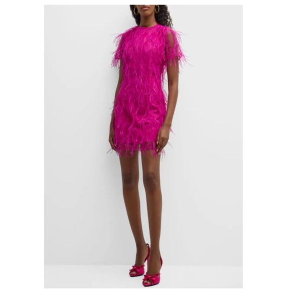 Milly | Dresses | Molly Rana Feather Mini Dress Fuchsia Pink 2 | Poshmark